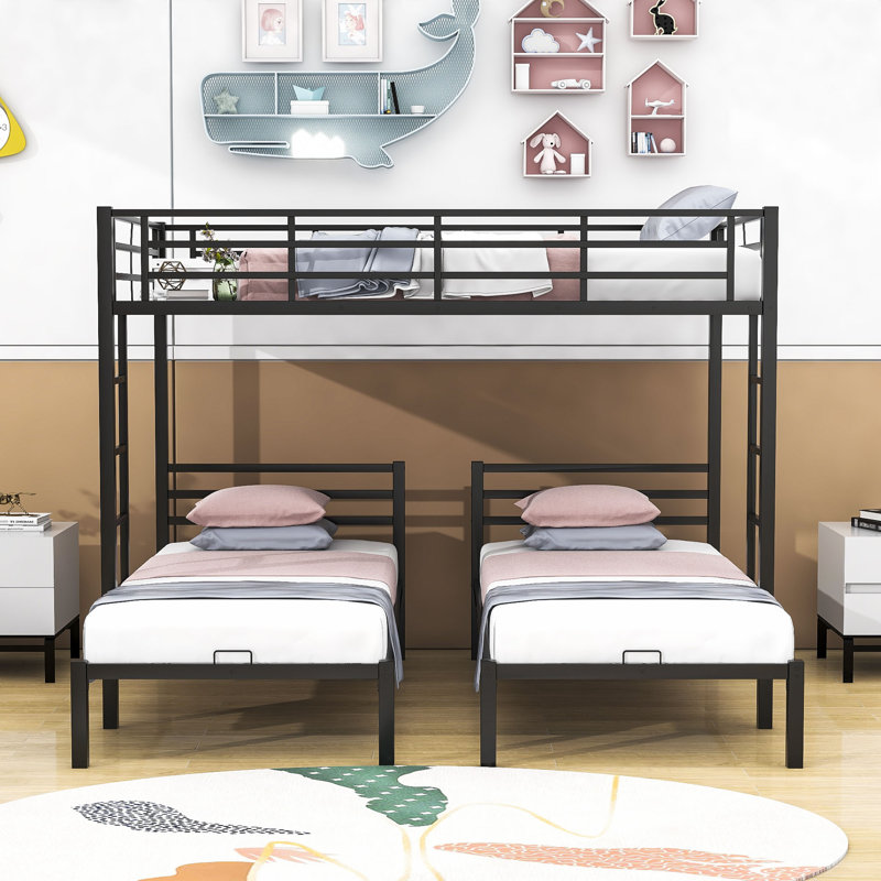 Isabelle & Max™ Carpentras Full over Twin & Twin Steel Triple / Quad Bunk Bed with Shelves by ...
